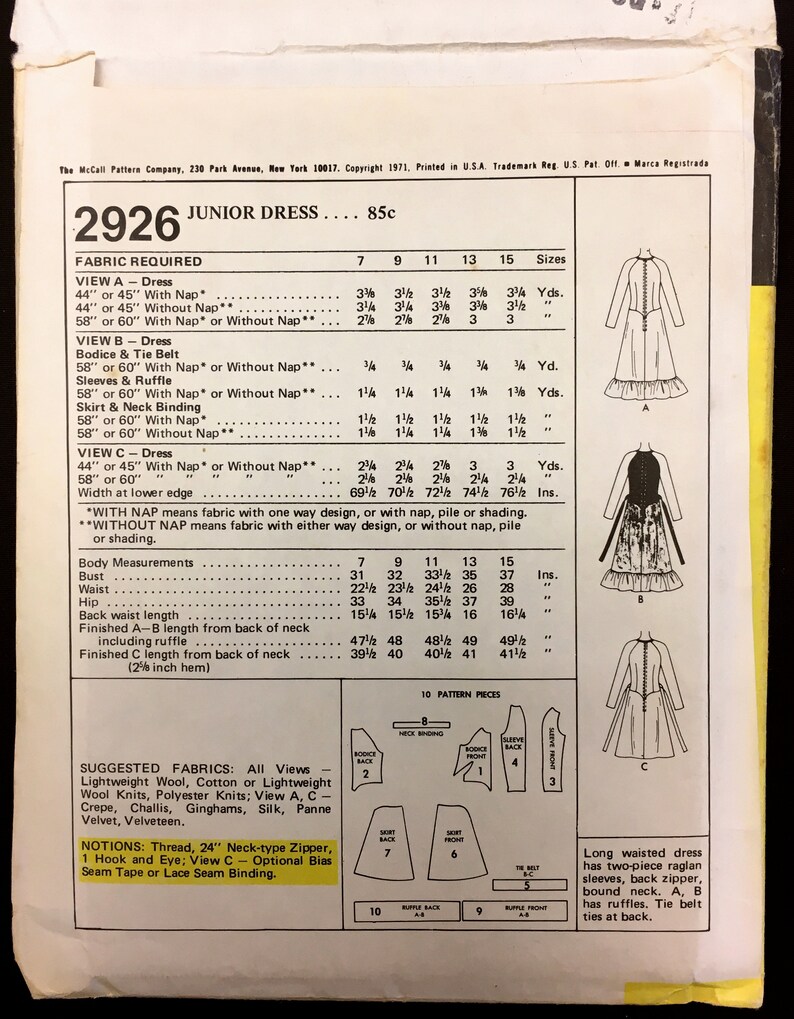 Uncut 1970s Size 11 Bust 33 1/2 Juniors Long Waisted Dress - Etsy