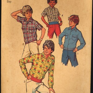 Part Cut 70s Size 12 Chest 30 Boys Shirt Pullover Simplicity 6372 ...