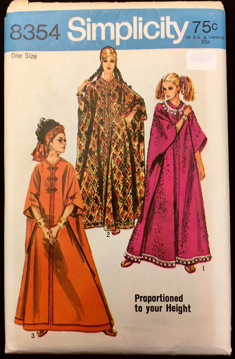 Uncut 1960s One Size Proportioned Caftan Simplicity 8354 | Etsy