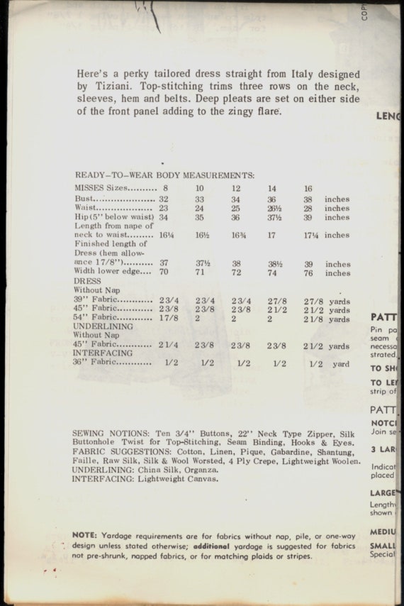 bust 33 inches size 8 factory folded Veneziani of Milan 60s Spadea 344 ...