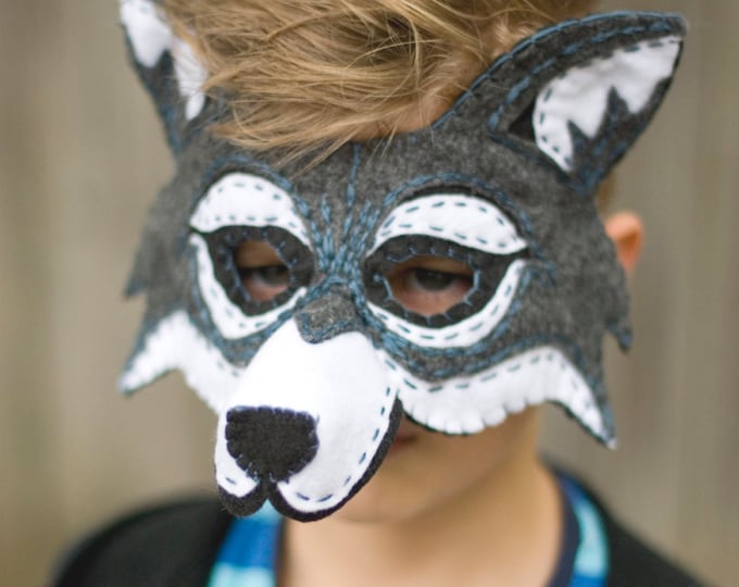 Wolf Mask Handmade Felt Embroidered Detailshalloween - Etsy UK