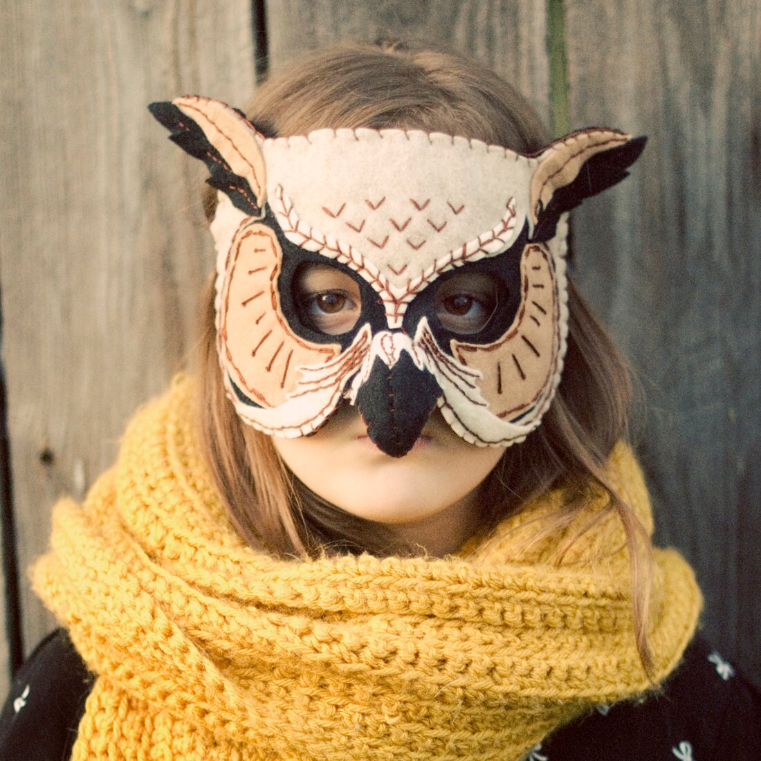 Owl Mask Handmade Felt Embroidered DetailsChildren | Etsy