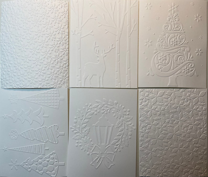 12 Designs White Christmas Embossed Card Stock Sheets - Etsy
