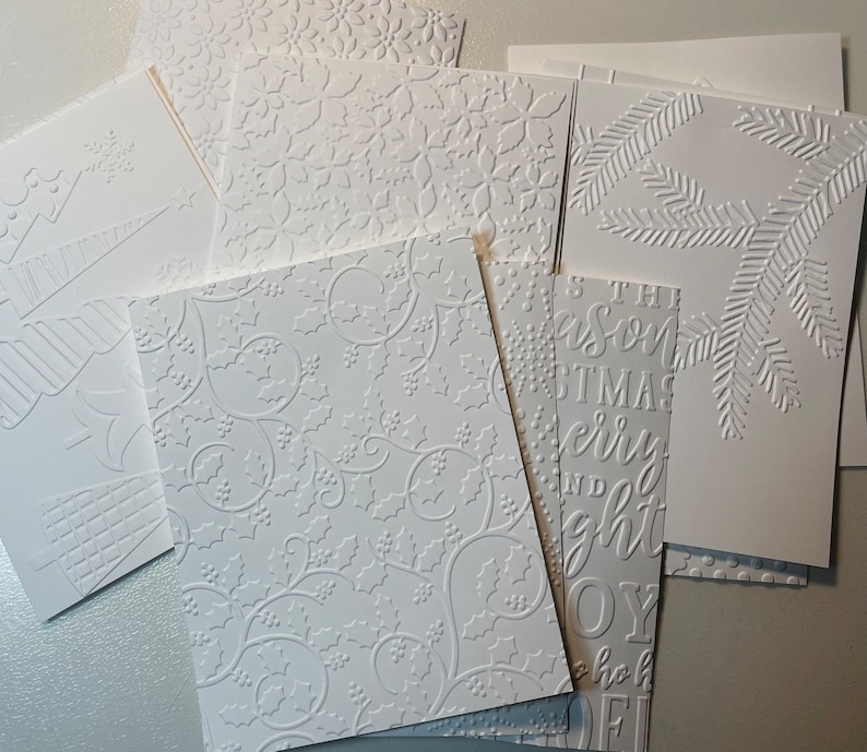 12 Designs White Christmas Embossed Card Stock Sheets - Etsy