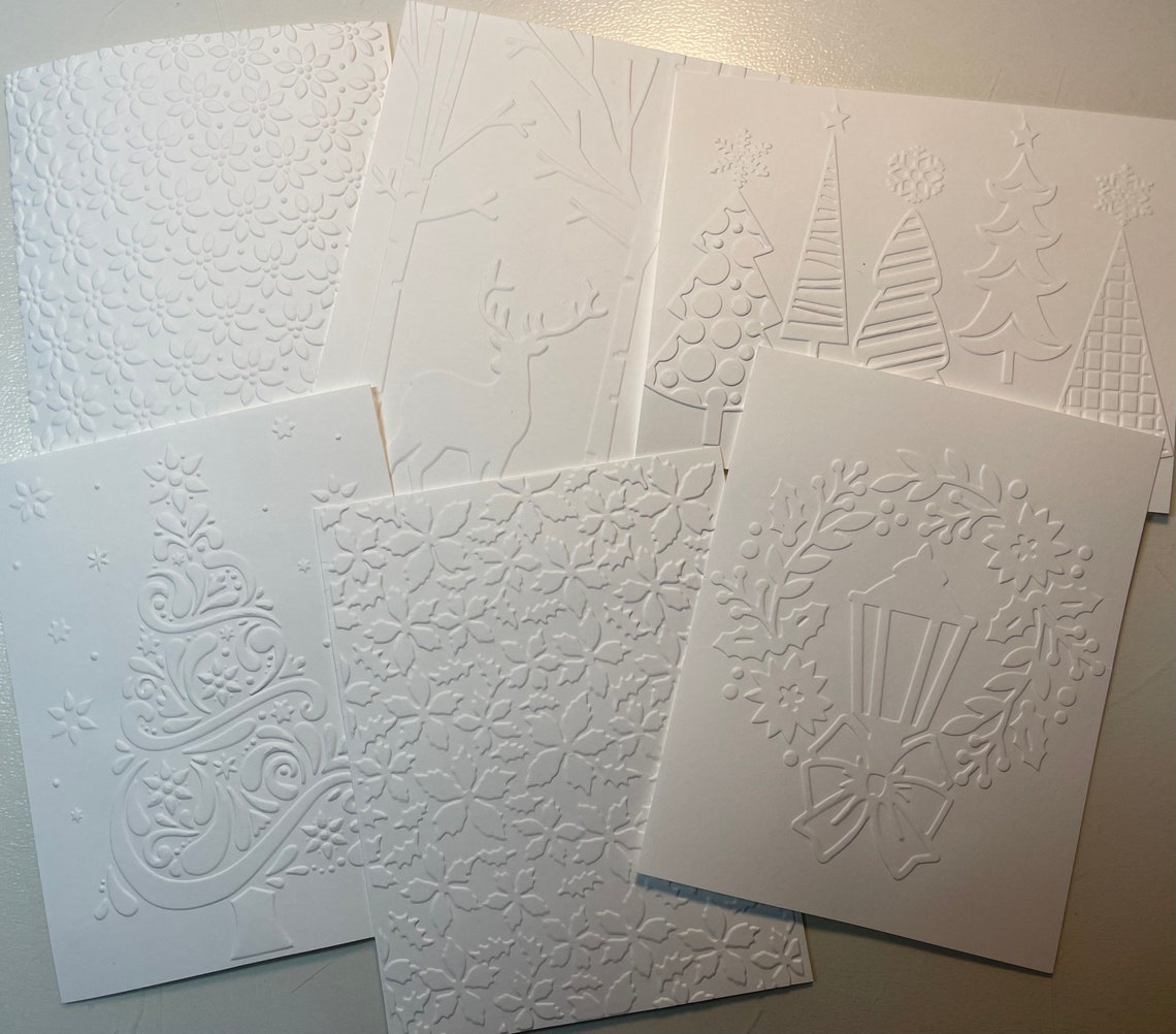 12 Designs White Christmas Embossed Card Stock Sheets - Etsy