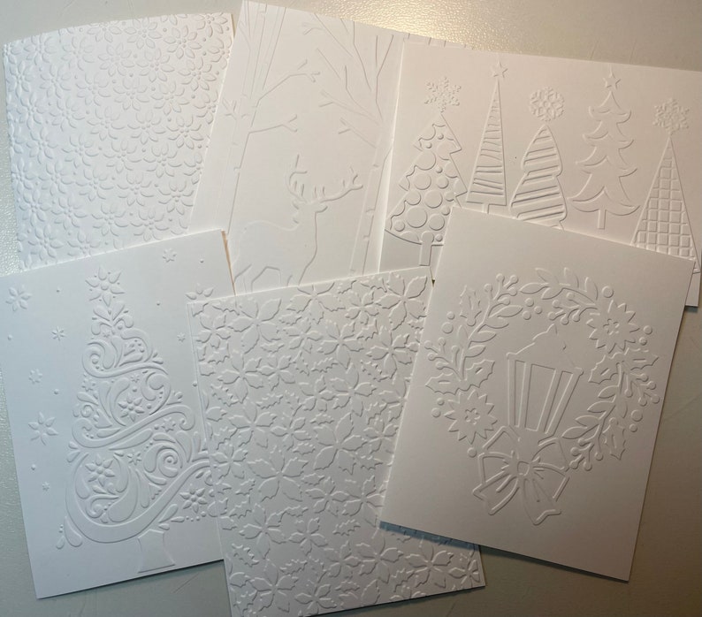 12 Designs White Christmas Embossed Card Stock Sheets - Etsy