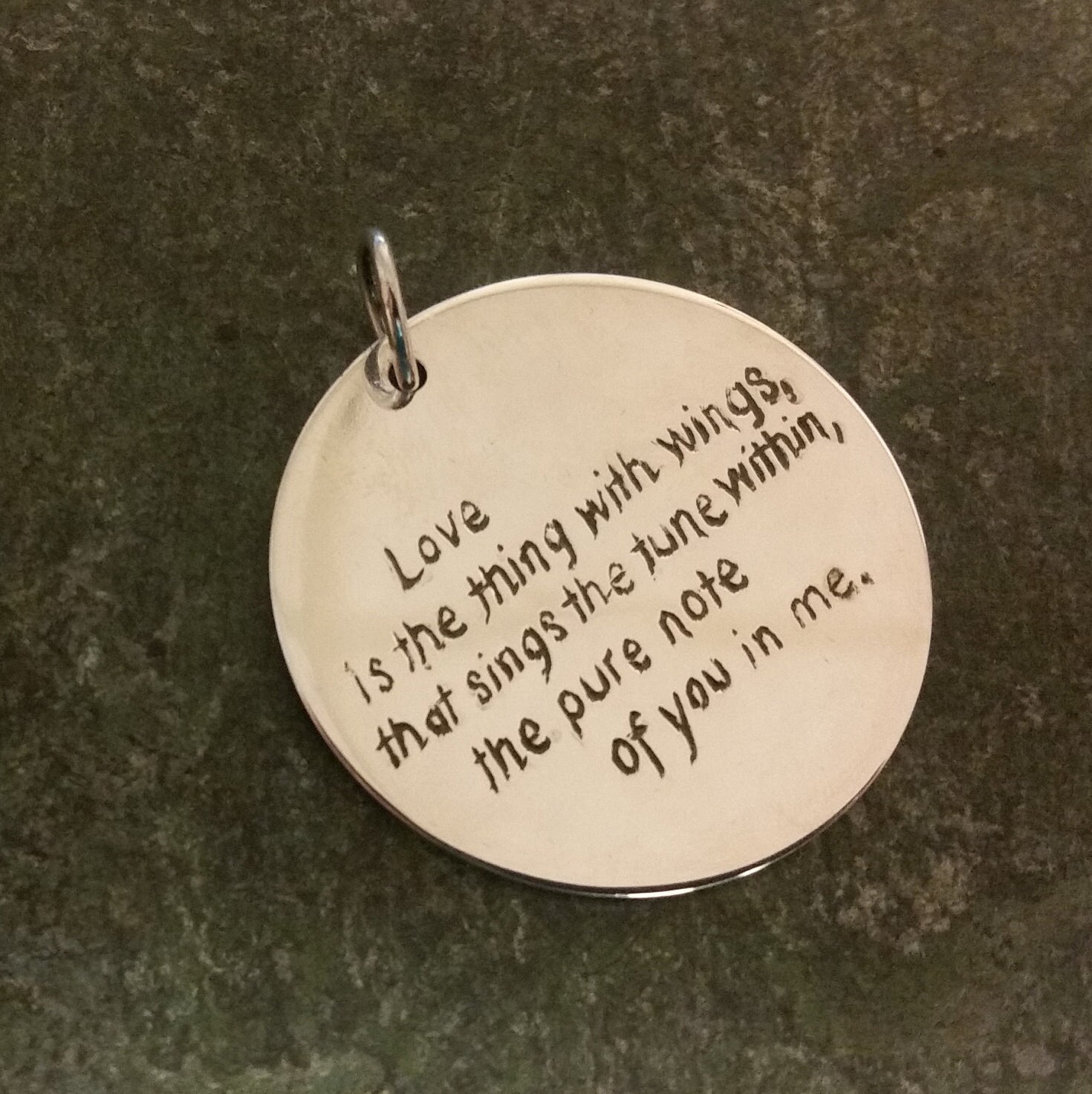 1.5" Custom Engraved Silver Disk Pendant - Logo. Artwork or Saying ...