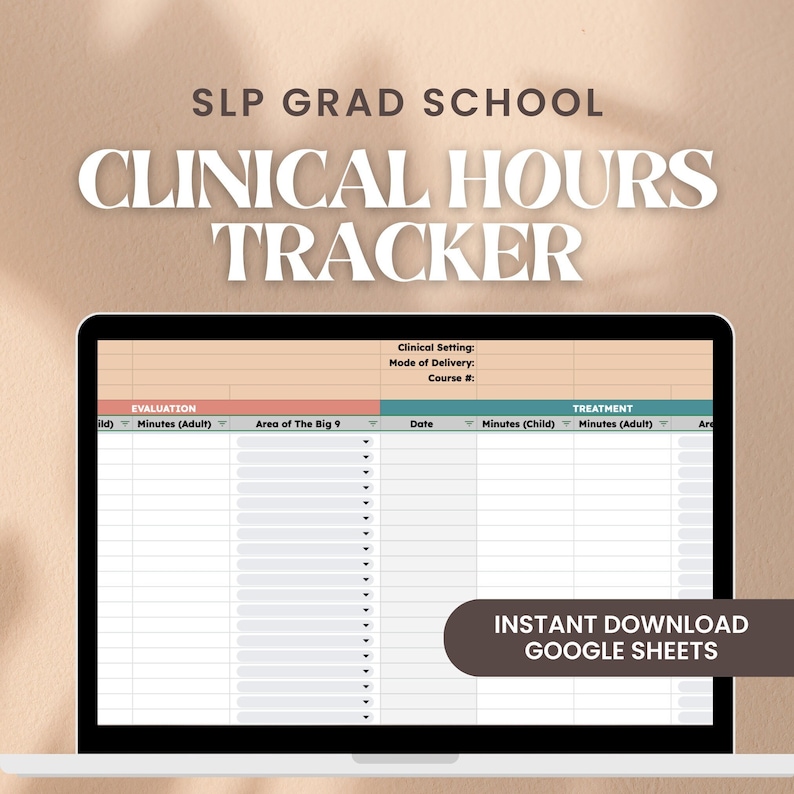 Clinical Hours Tracker | SLP Grad School | Speech-language Therapy ...