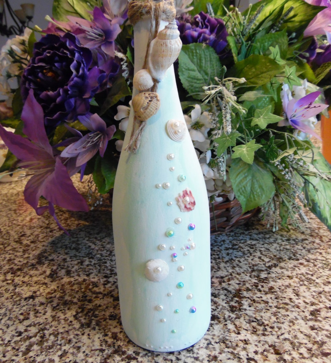 Beach Items Decorate a Wine Bottle-shells, Beads and Twine - Etsy
