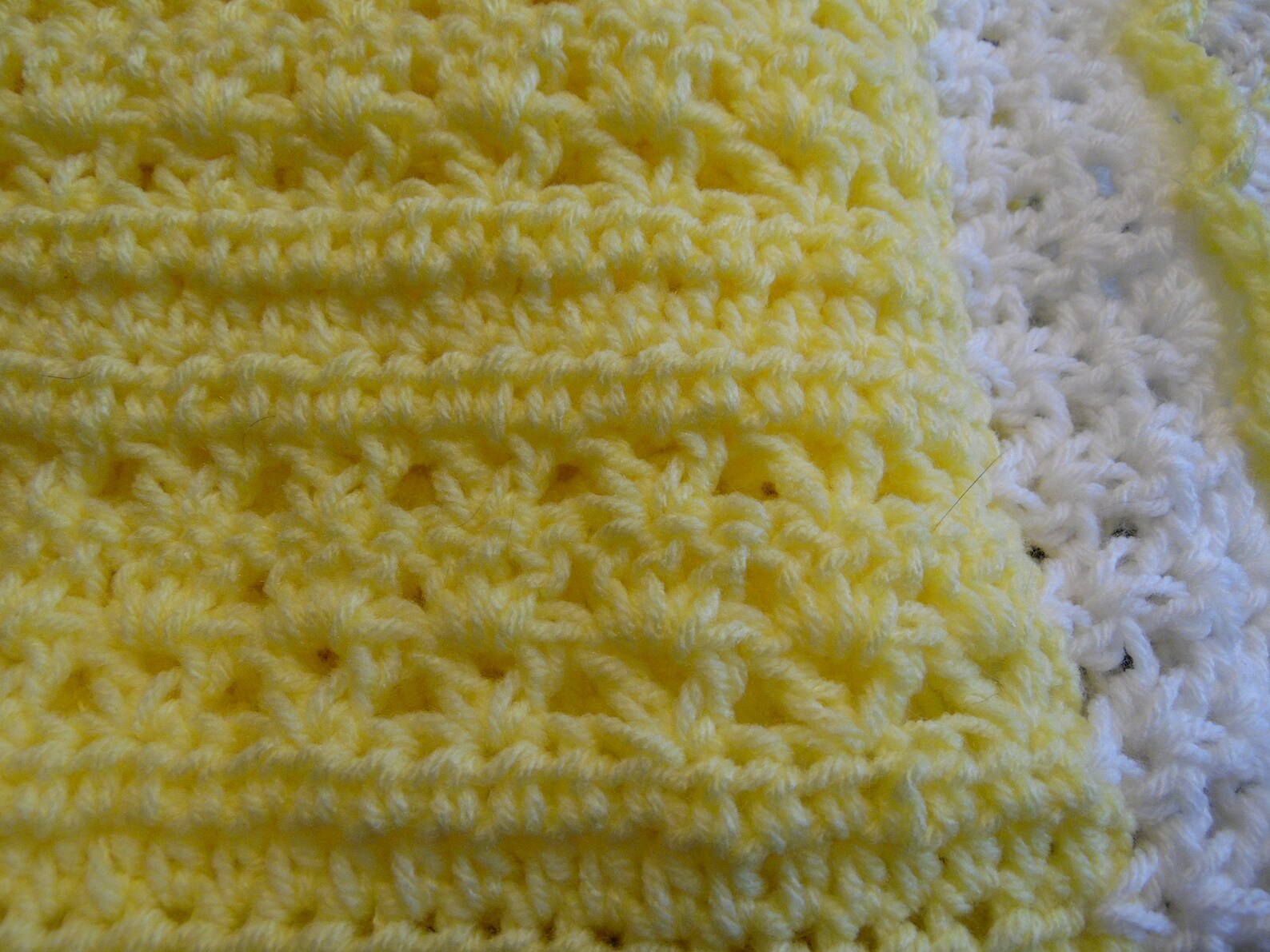 Soft Yellow Crochet Baby Blanket With White Border and Yellow Ribbon ...
