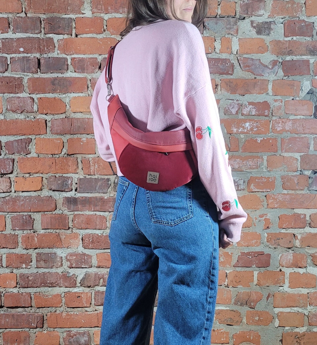 Red Vegan Leather Fanny Pack, City Sling Bag, Eco-friendly Bum Bag ...