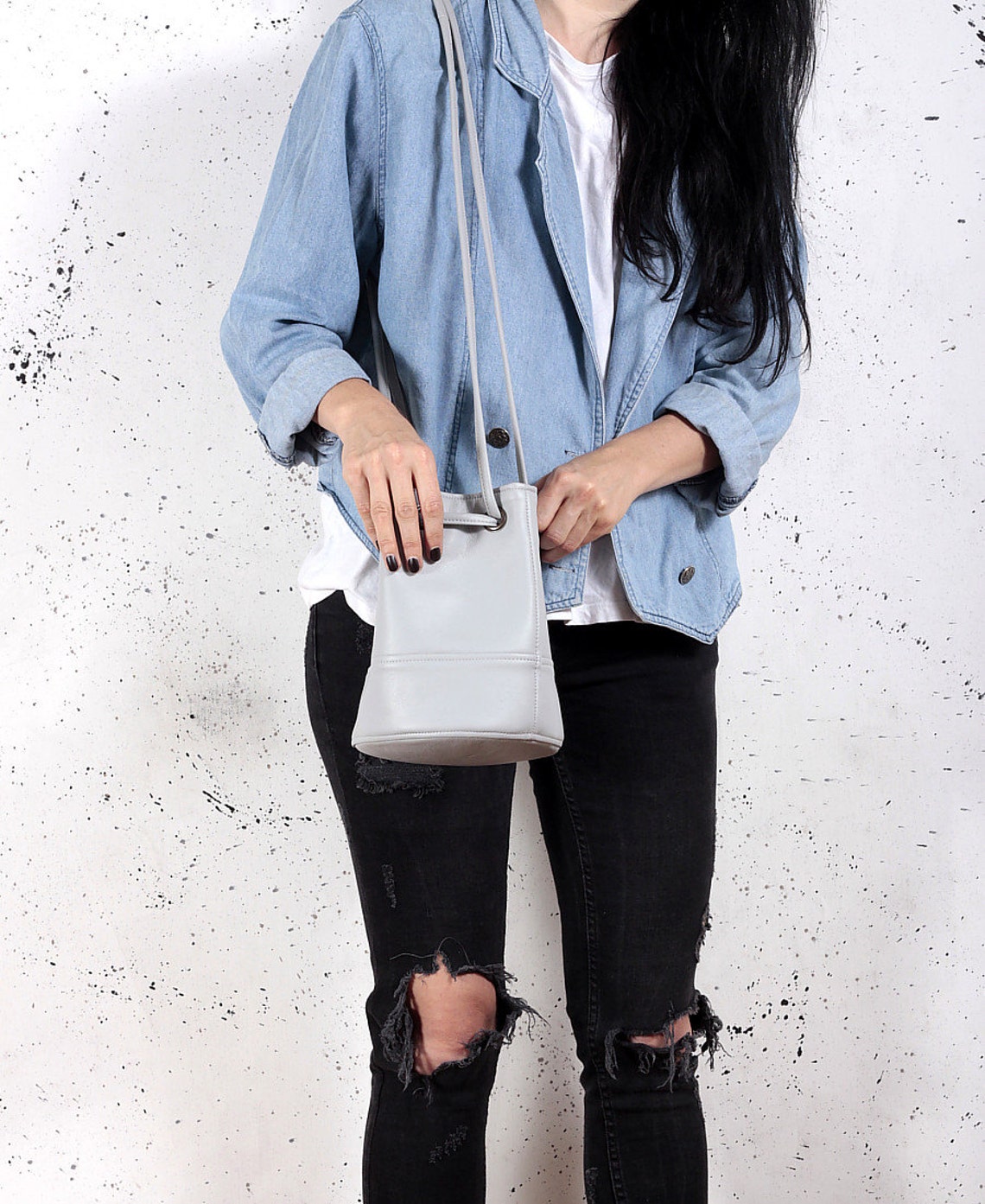 Saq Bag Light Grey Bucket Bag Crossbody Shoulder Pouch Sac - Etsy