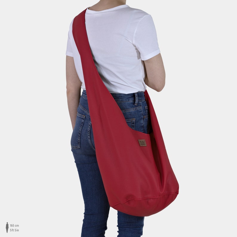 Red Faux Leather Hobo Handbag, Roomy & Comfortable Bag. Thank You Gift ...