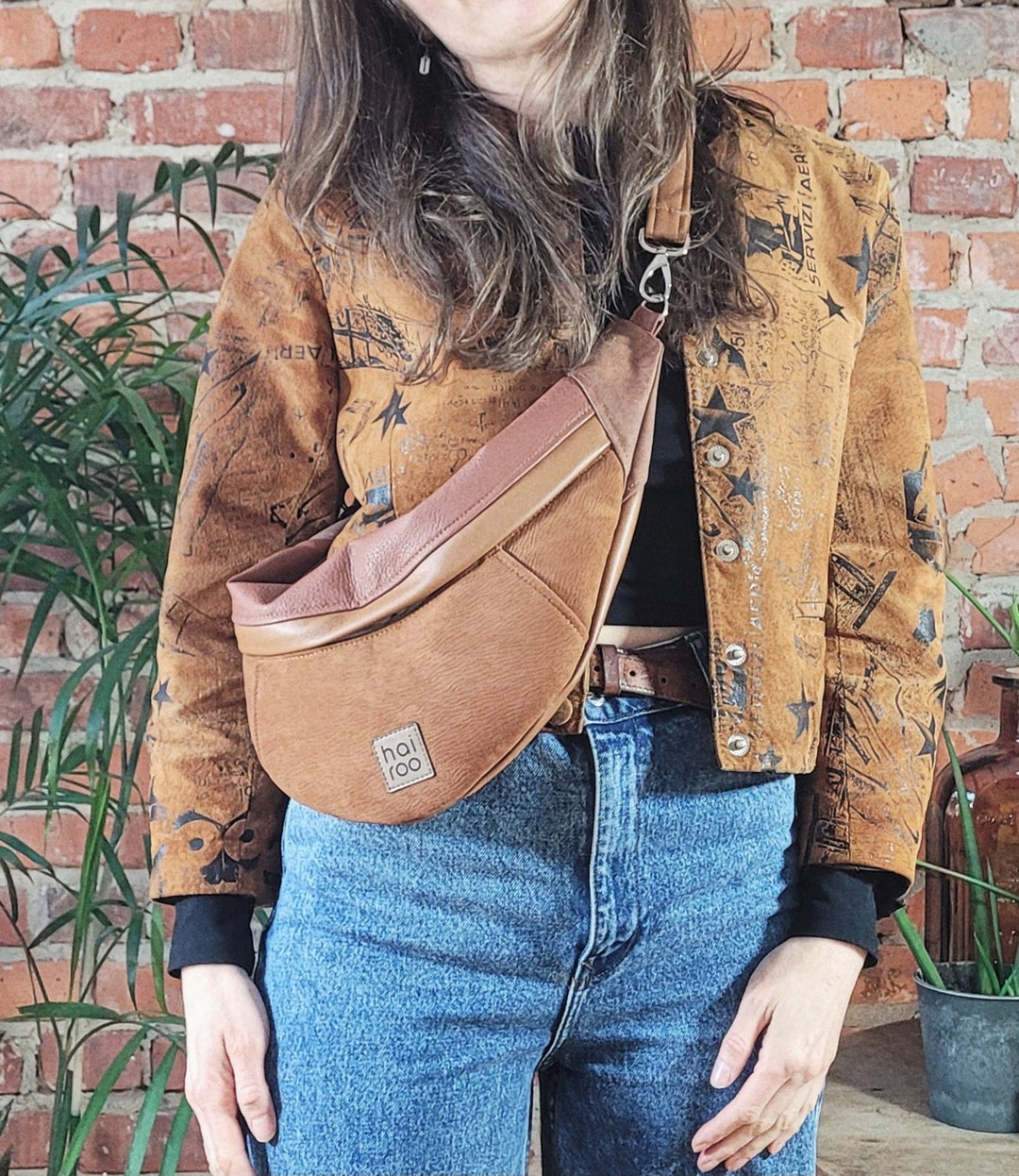 Rusty Eco Suede Fanny Pack, Vegan Leather Sling Bag, Waterproof Suede ...