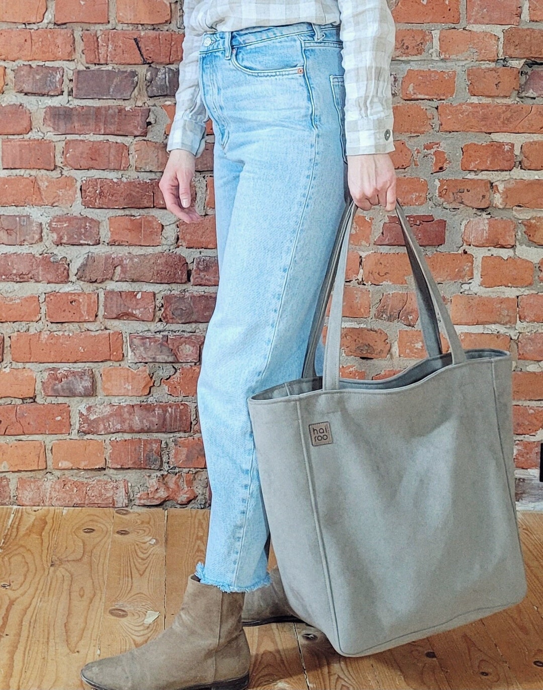 Natural Beige Eco Nubuck Bag, Waterproof Vegan Suede Handbag, City Tote ...