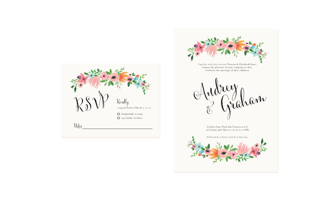 Spring Flowers Wedding Invitations - Etsy