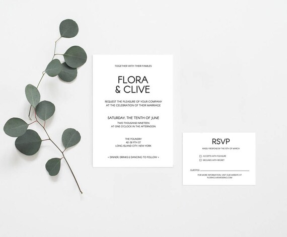 DIY Wedding Invitation // Modern and Contemporary Wedding | Etsy