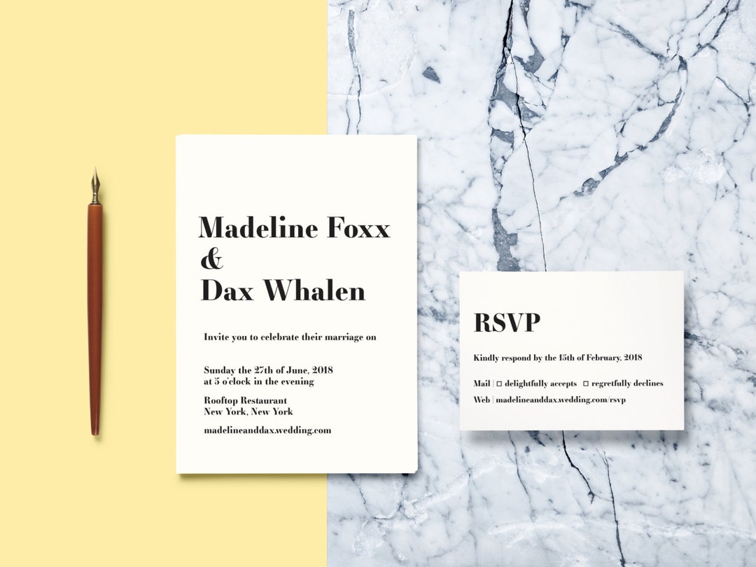 Typist Modern Wedding Invitation Suite// Modern and Contemporary ...