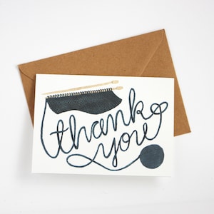 Knitting Thank You Greeting Card Ball of Yarn Recycled Paper - Etsy