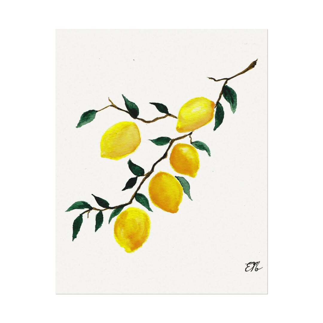 Matte Poster, Lemon Watercolor Painting Print, Bright Yellow Lemon Art ...