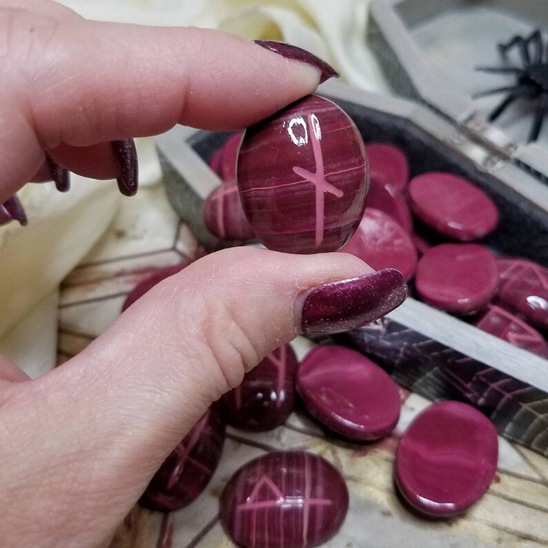 Polymer Clay Runestones Burgandy Pink Runes Divination Fortune Telling ...