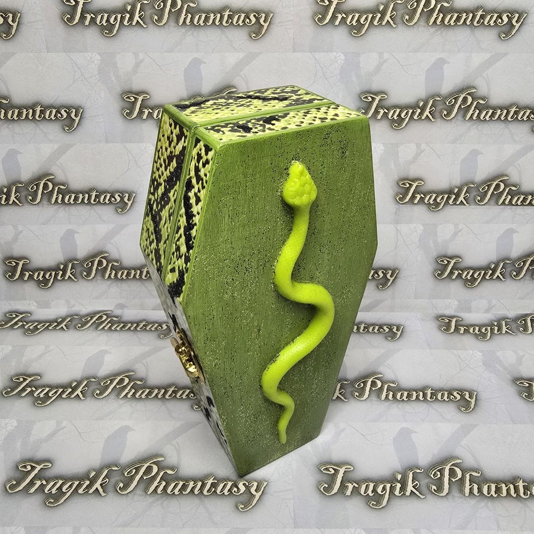 Coffin Trinket Box: Gothic Snake Stash Box, Neon Green Casket - Etsy