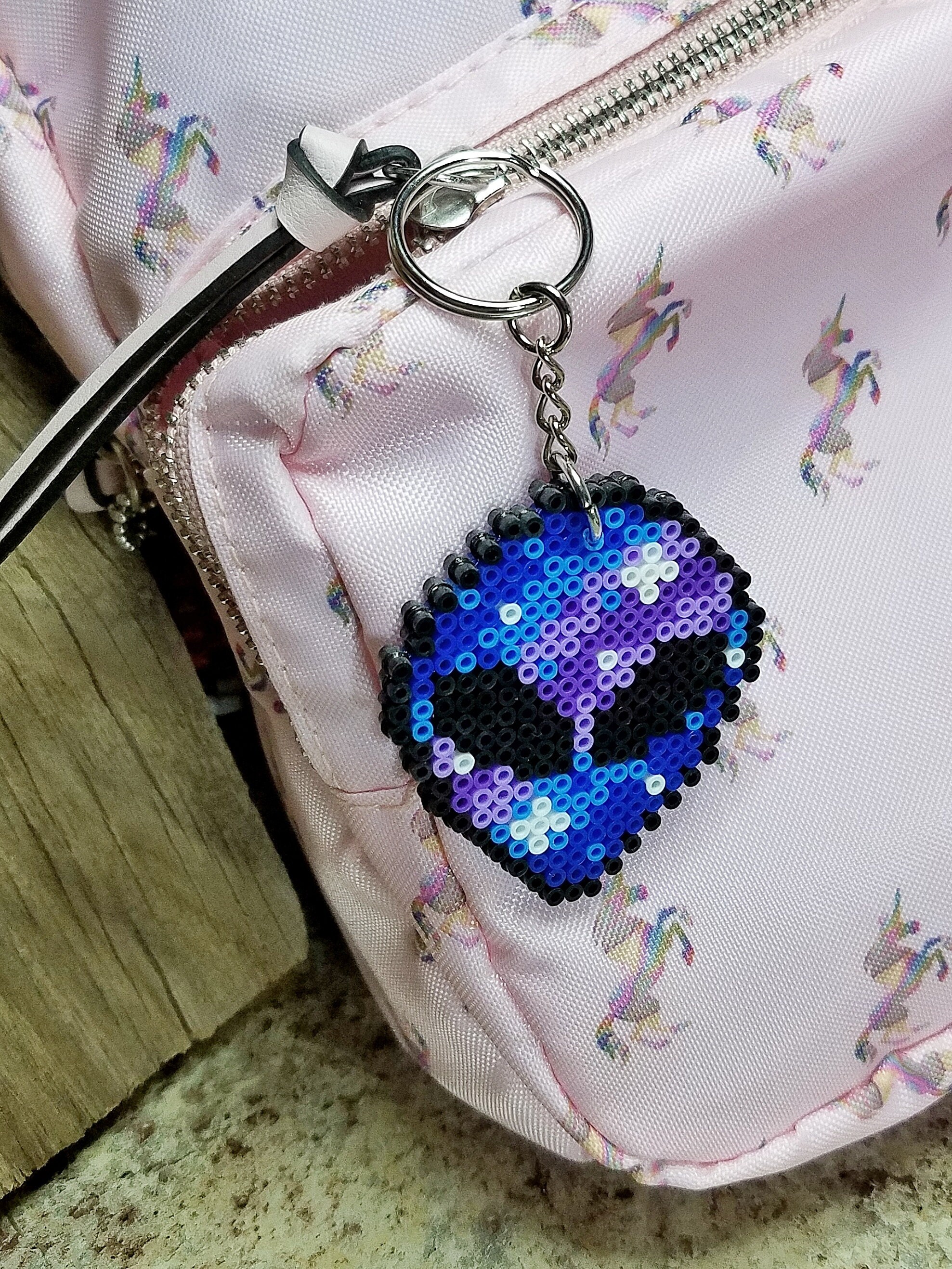 Alien Head Fuse Bead Keychain UFO Outer Space Ship Keyring | Etsy