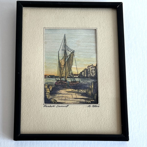 Hand Colored Etching - Etsy