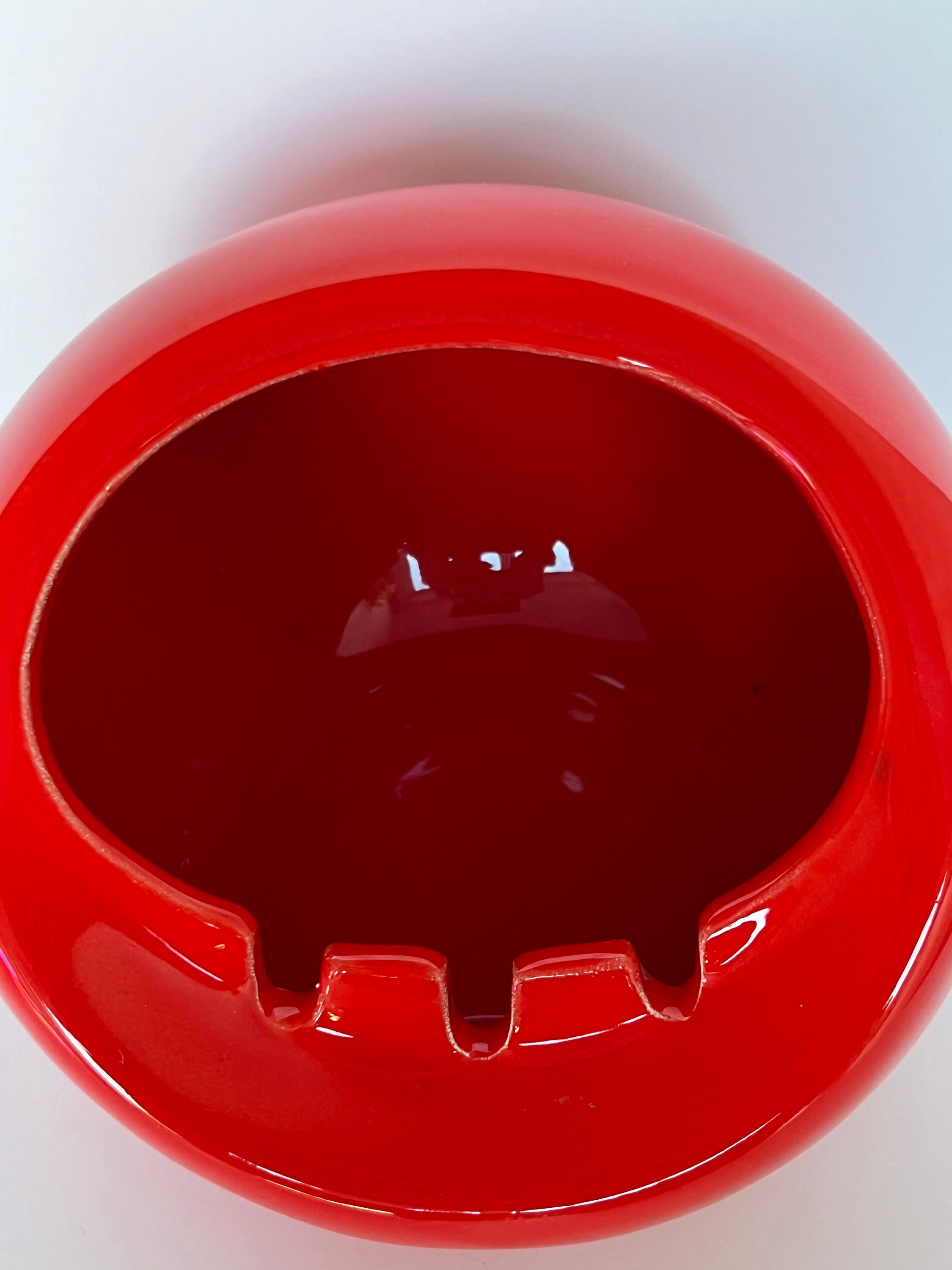 Vintage Mid Century Modern Red Ceramic Orb Ashtray MCM Red Sphere Ball ...
