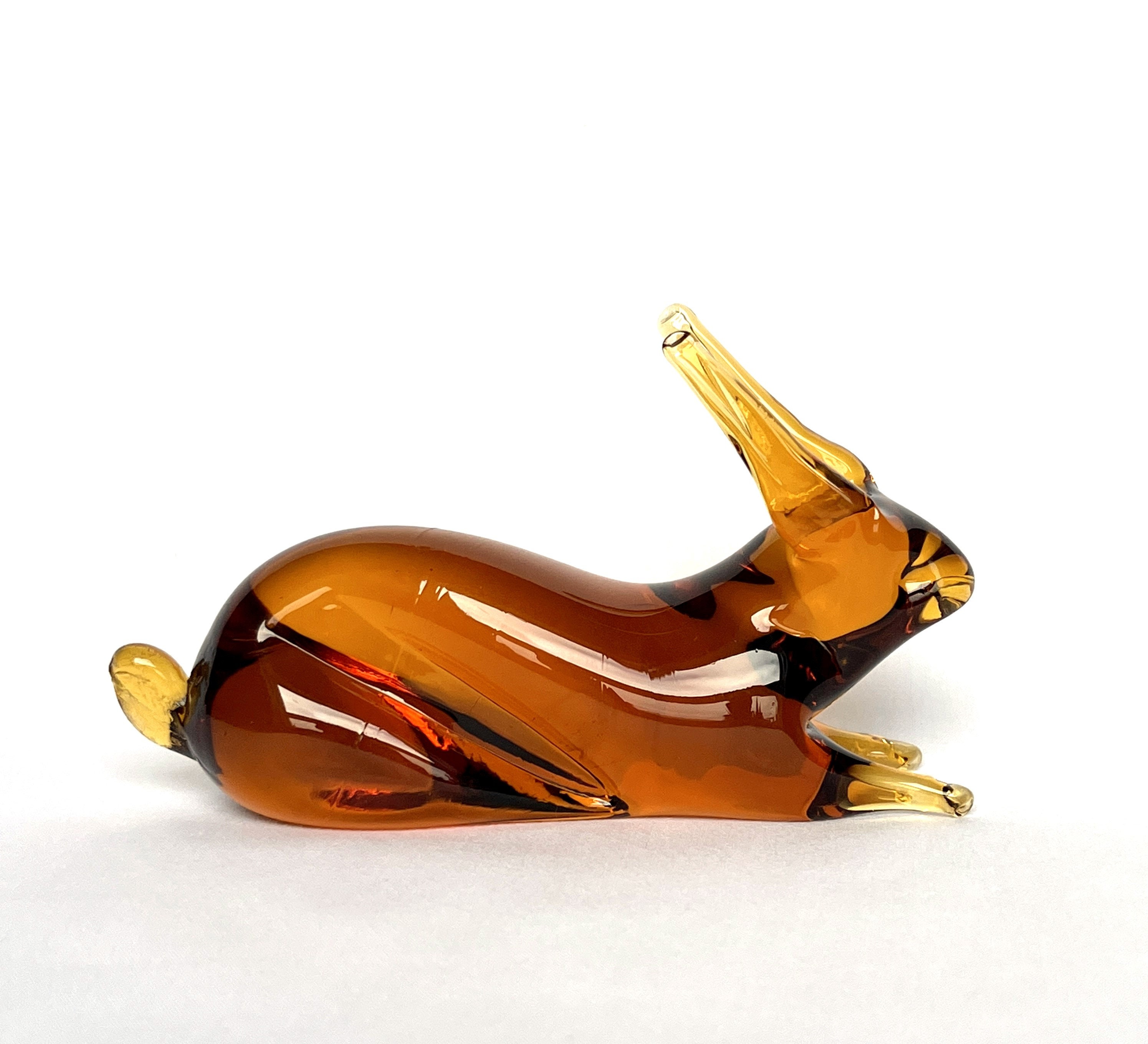 Vintage Kanawha Glass Bunny Amber Glass Rabbit Figurine - Etsy