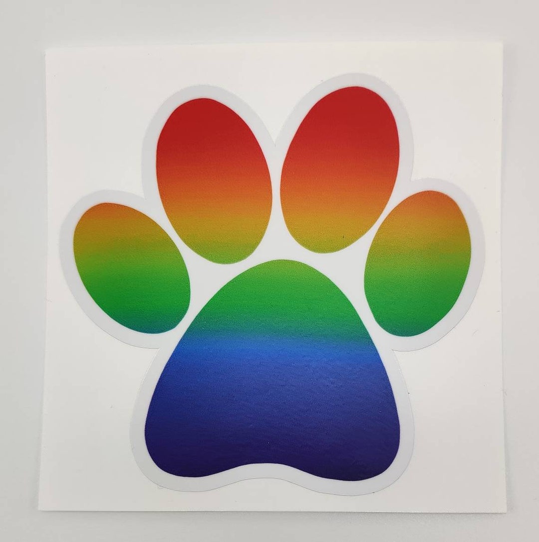 Rainbow Gradient Dog Paw Stickers - LGBTQ+ Pride, Colorful Rainbow Dog ...