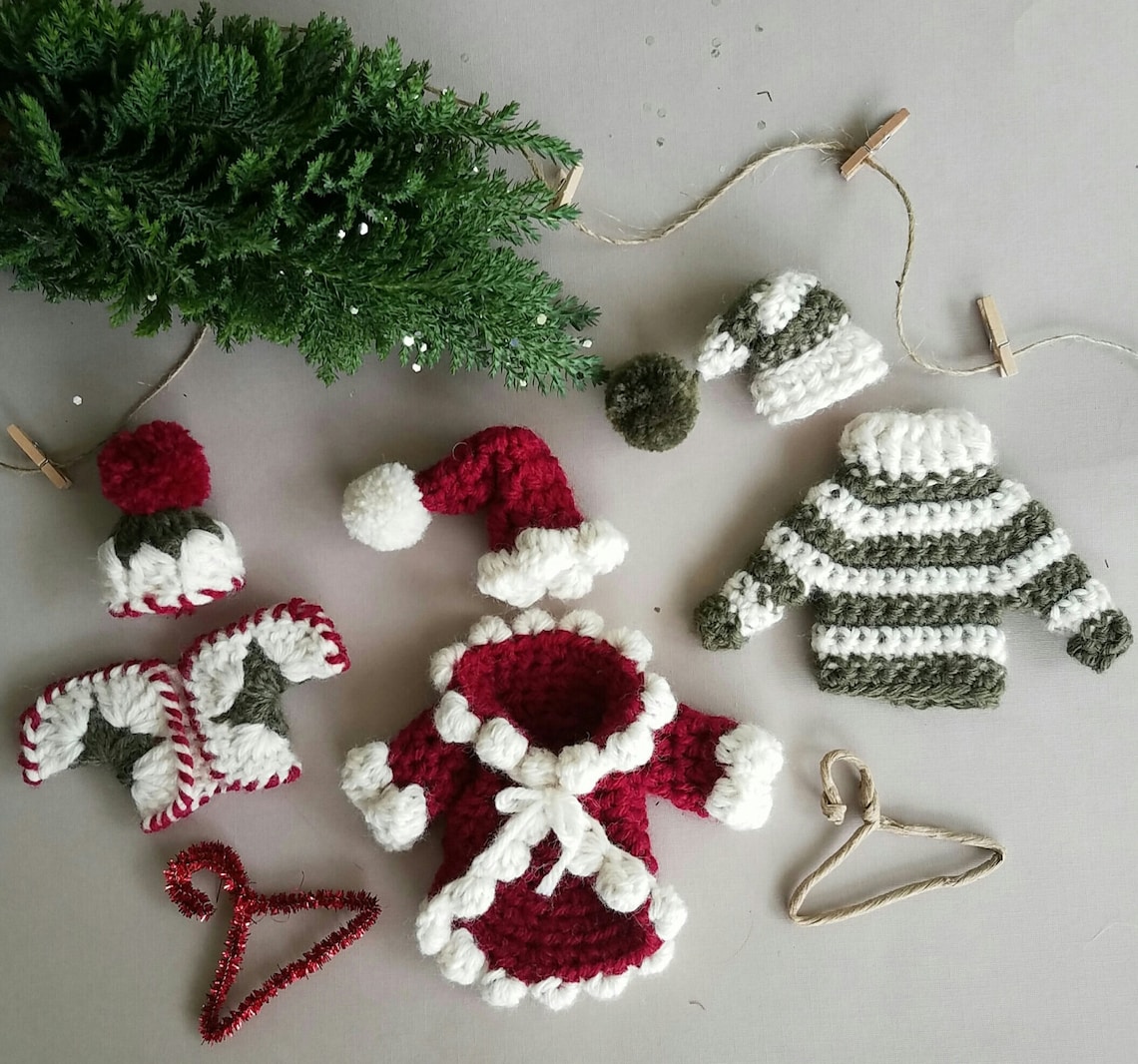CROCHET PATTERN Miniature Sweater Santa Hats Ornaments Gift | Etsy