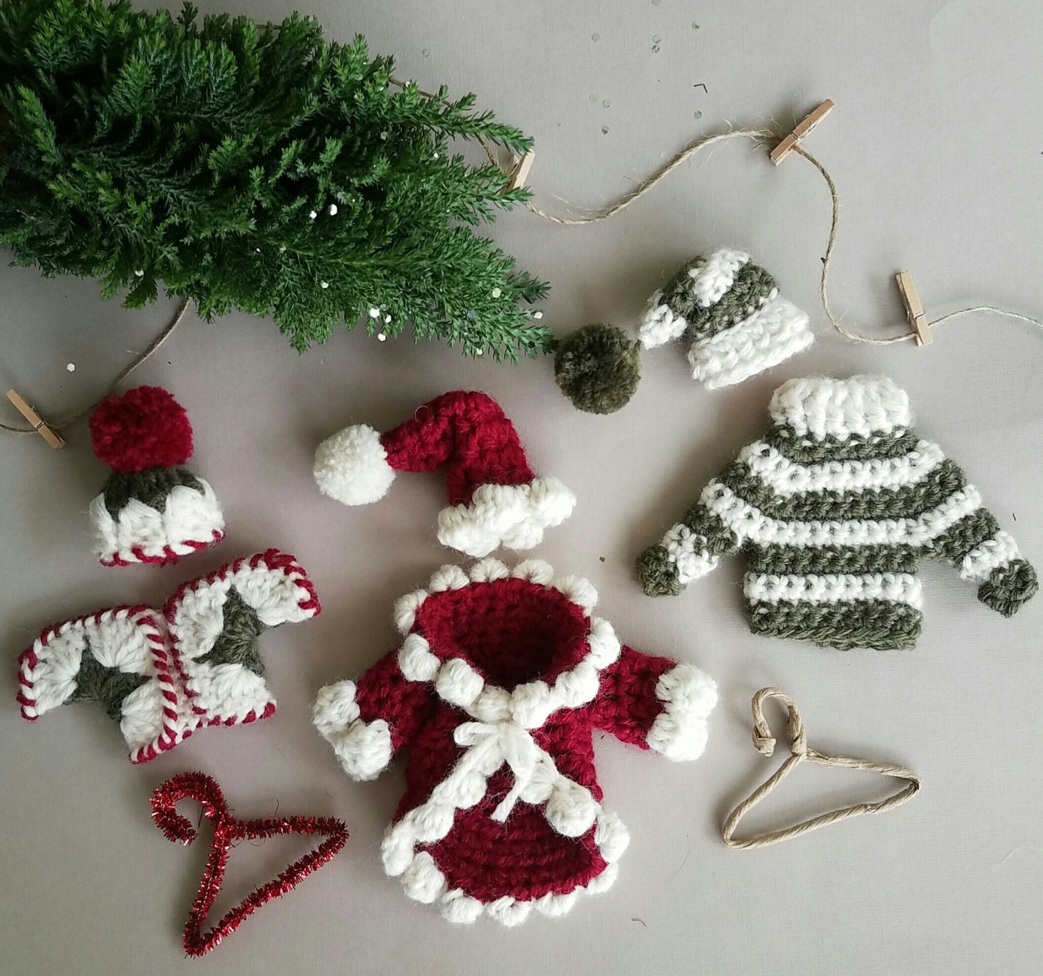 CROCHET PATTERN Miniature Sweater Santa Hats Ornaments Gift | Etsy