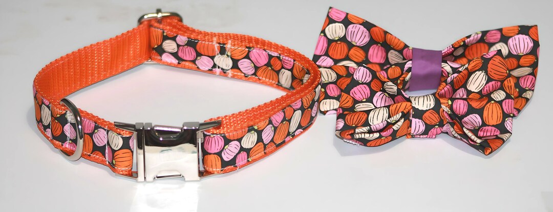 Dog Collar - Pumpkin Collar, Fall Collar With BOW OPTION- Use Drop Down ...
