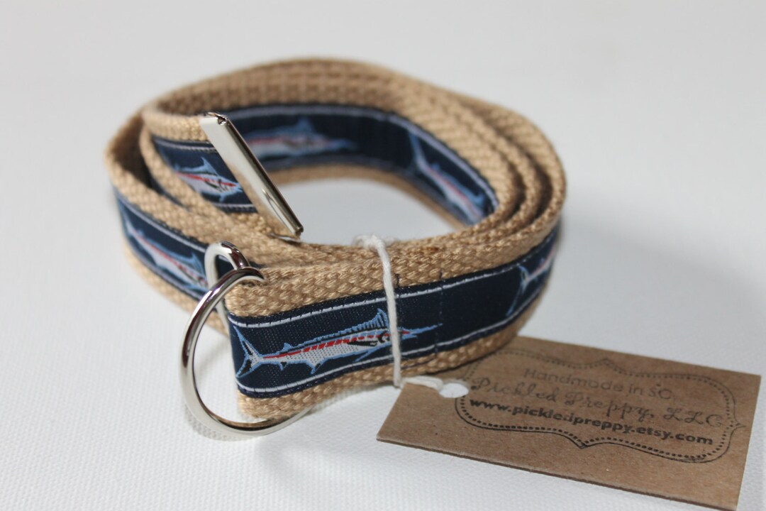 Blue Marlin Fish Adjustable Belt for Children/toddler- Khaki Webbing - Etsy