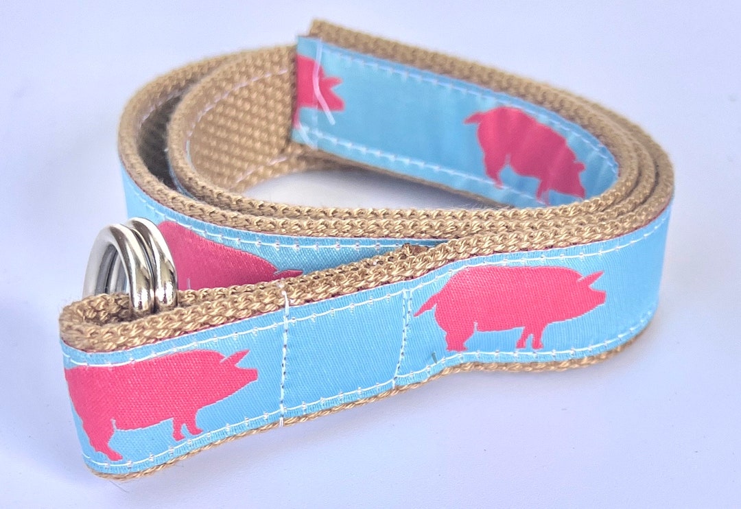 Pig Belt, Pink and Blue Farm Belt, Children/toddler Cotton Belt - Etsy
