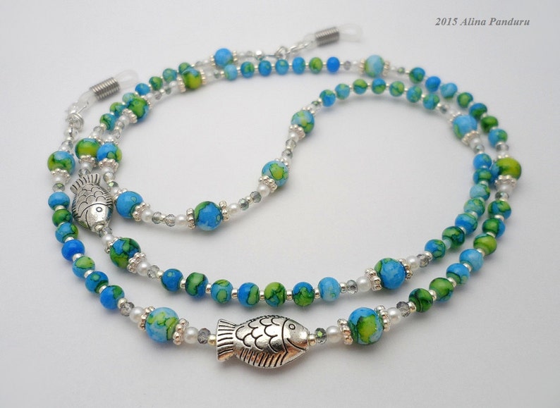 Turquoise Glasses Chain Eyeglasses Chain, Silver Eye Glass Necklace ...