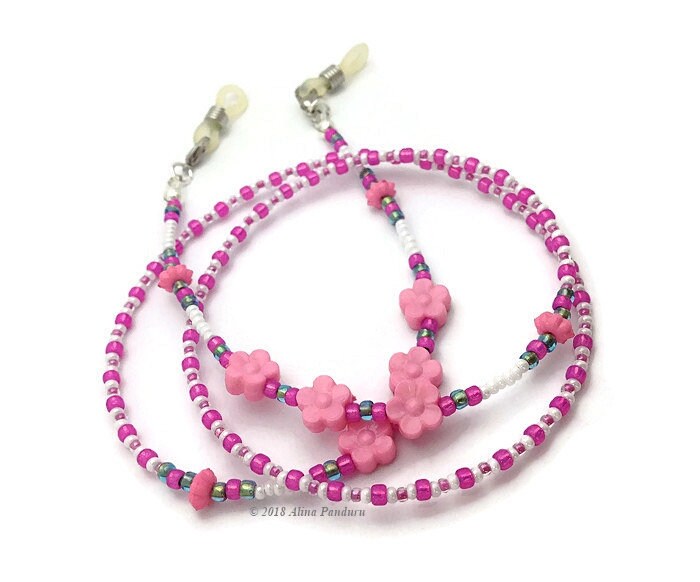 Pink Flower Glasses Chain for Kids Eye Glass Chain Necklace - Etsy
