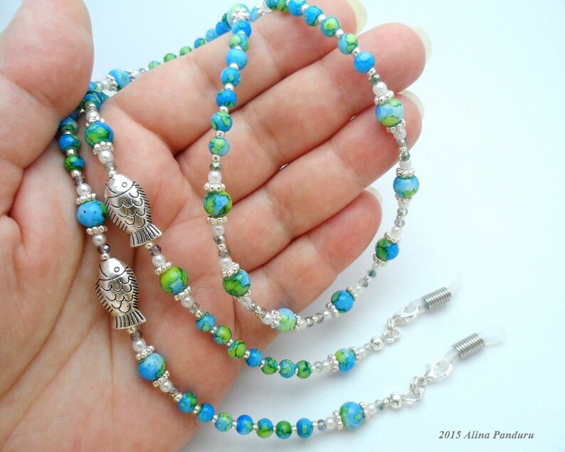 Turquoise Glasses Chain Eyeglasses Chain, Silver Eye Glass Necklace ...