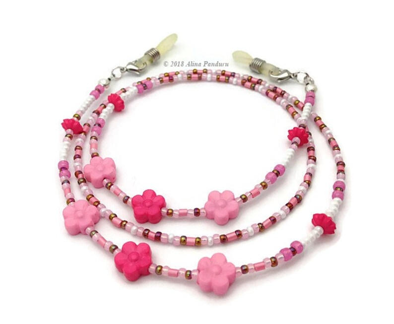 Hot Pink Flower Glasses Chain for Kids, Eye Glass Chain Necklace ...