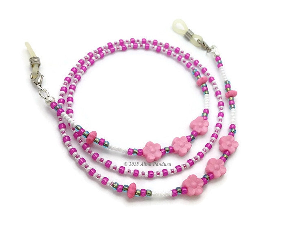 Pink Flower Glasses Chain for Kids Eye Glass Chain Necklace | Etsy