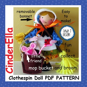 Cinderella CLOTHESPIN Doll PDF Pattern Fits in a MATCHBOX - Etsy