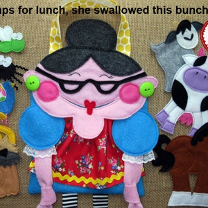 Old Lady Who Swallowed A Fly PDF PATTERN FELT Story Tote Old Lady ...