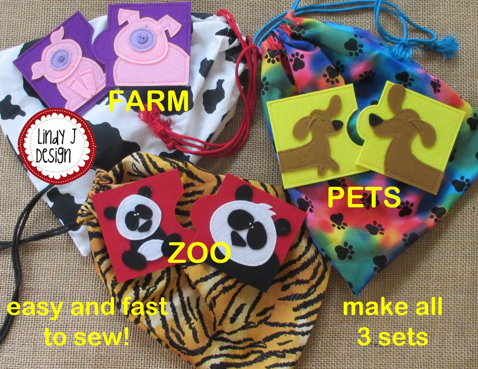 Felt Newborn ZOO Animal PUZZLE Set 3 PDF Pattern Baby | Etsy