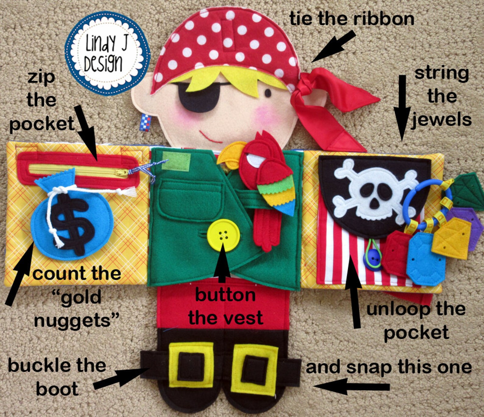 Dress-up Pirate Felt ACTIVITY Toy .PDF Pattern - Etsy