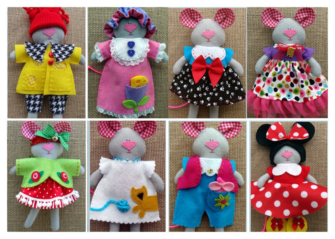 Mozzarella Dress-up Felt Mouse Set WARDROBE Collection PDF - Etsy