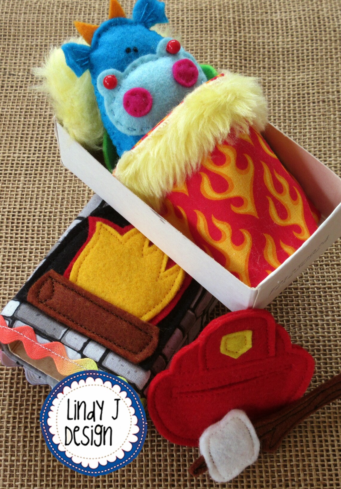 DRAGON in a MATCHBOX Felt Softie PDF Pattern Matchbox Playset #6 Tooth ...