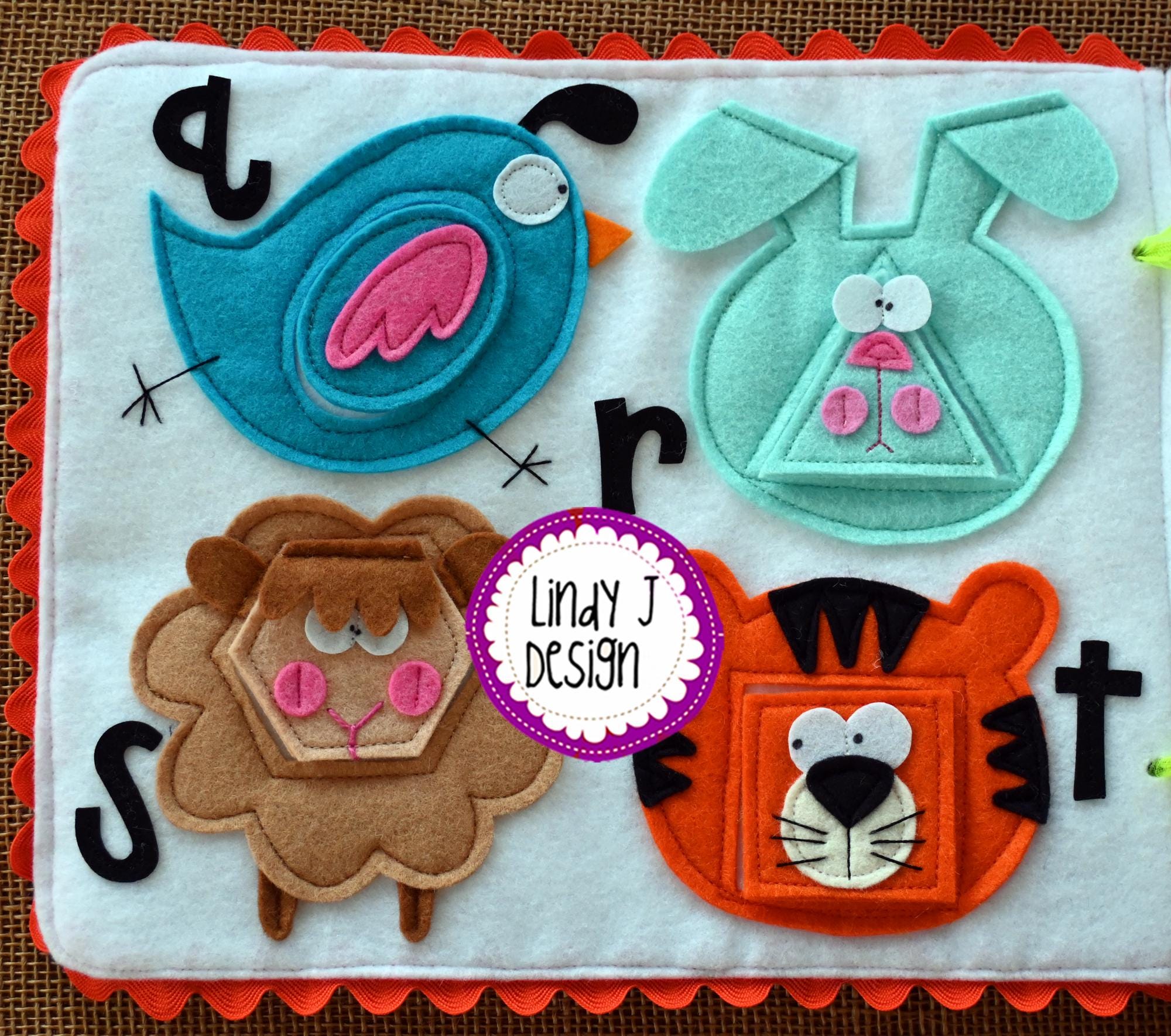 ANIMALS ALPHABET Quiet Book Pdf Pattern Felt ABC Activity Book Shape ...