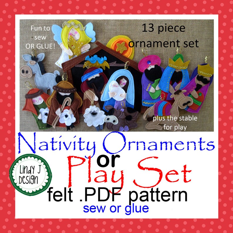 Felt NATIVITY PLAYSET or ORNAMENTS for Children .Pdf Pattern | Etsy