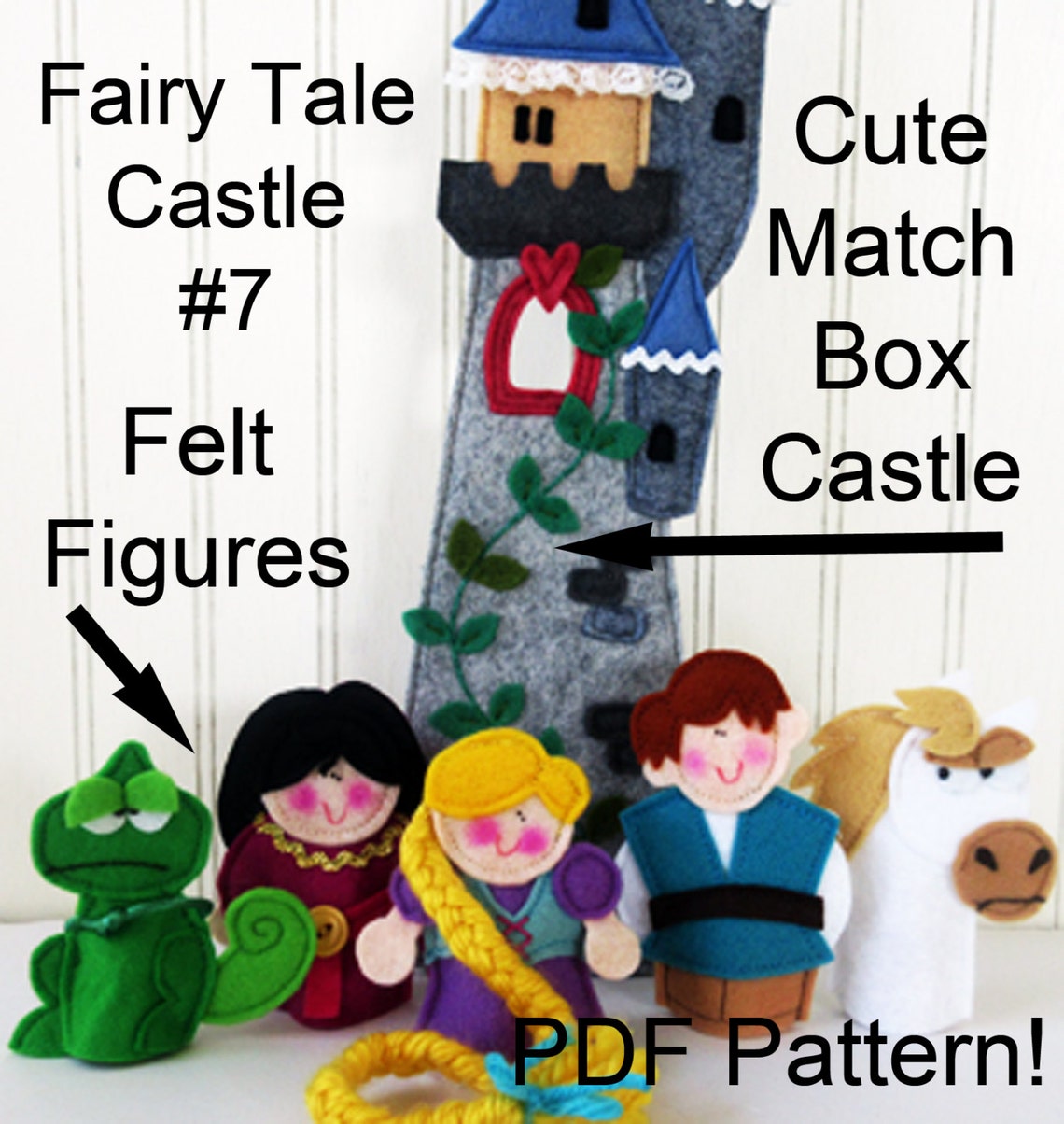 Fairy Tale MATCHBOX Cottage #7 RAPUNZEL Felt Playset PDF Pattern ...